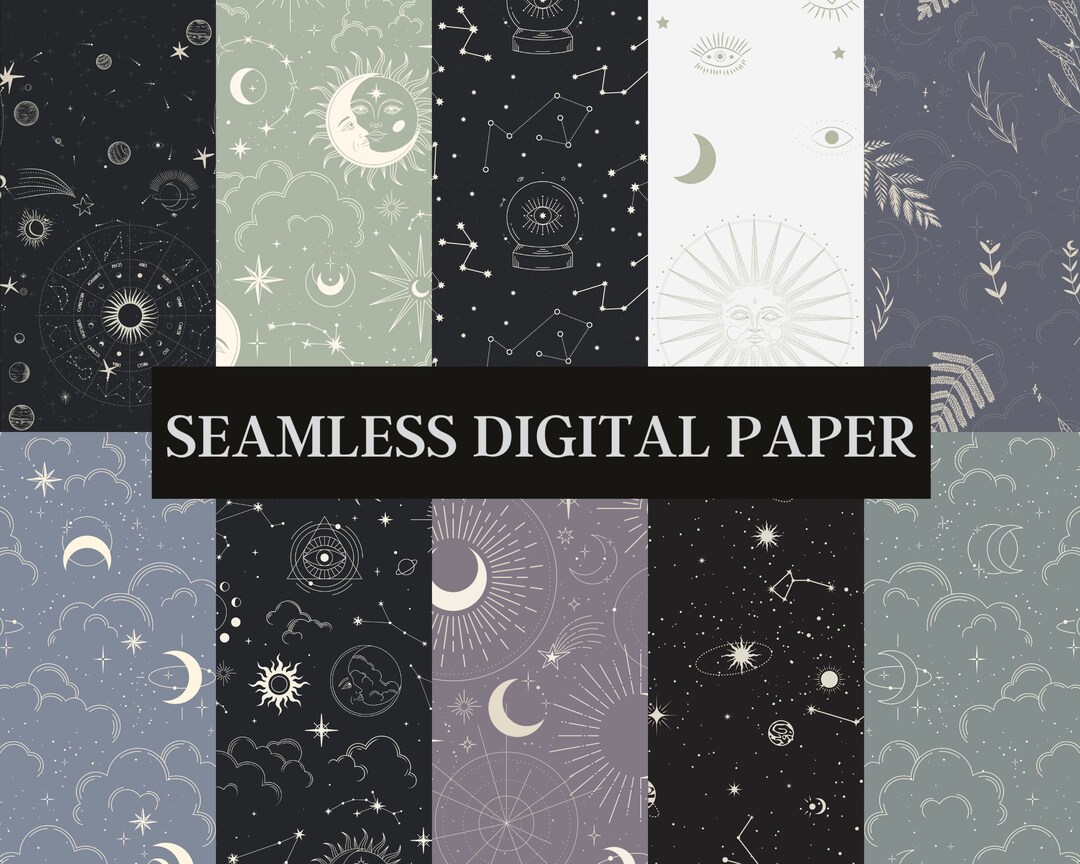 10 Magic Seamless Patterns. Digital Witchcraft Papers Astrology ...