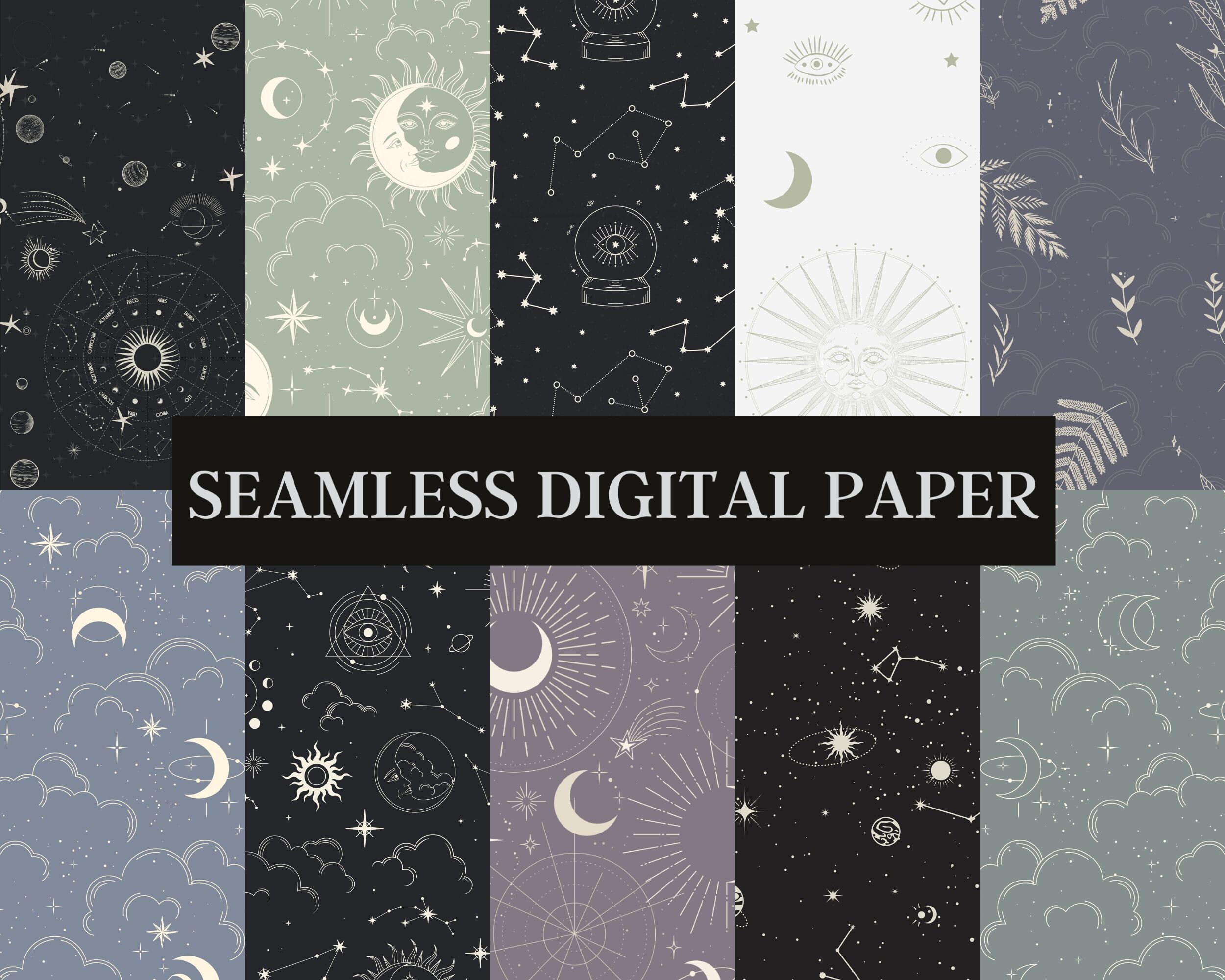 10 Magic Seamless Patterns. Digital Witchcraft Papers Astrology ...