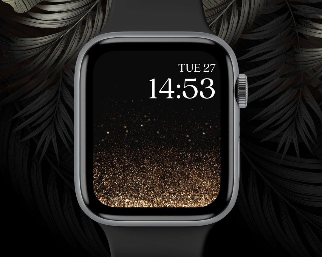 Golden Glitter Apple Watch Wallpaper, Diamond Watch Face, Crystal ...