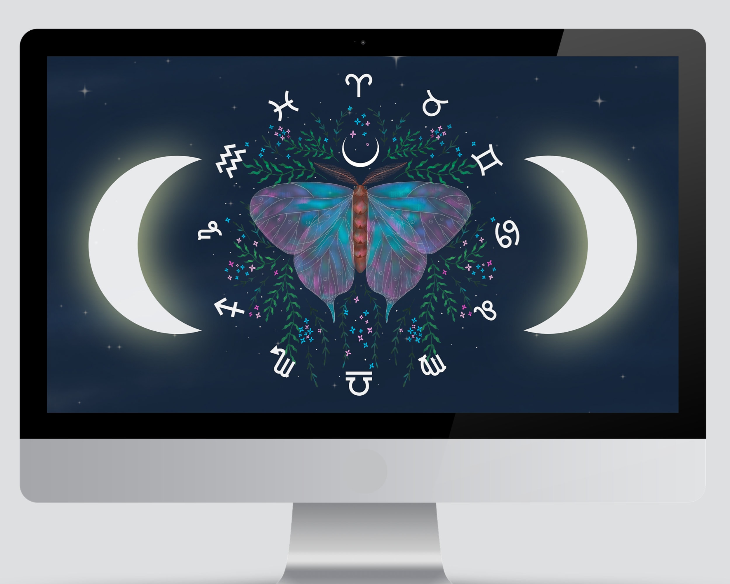 Butterfly Wallpaper PC Astrology. 5 Colors Mystical Mac Aesthetic ...