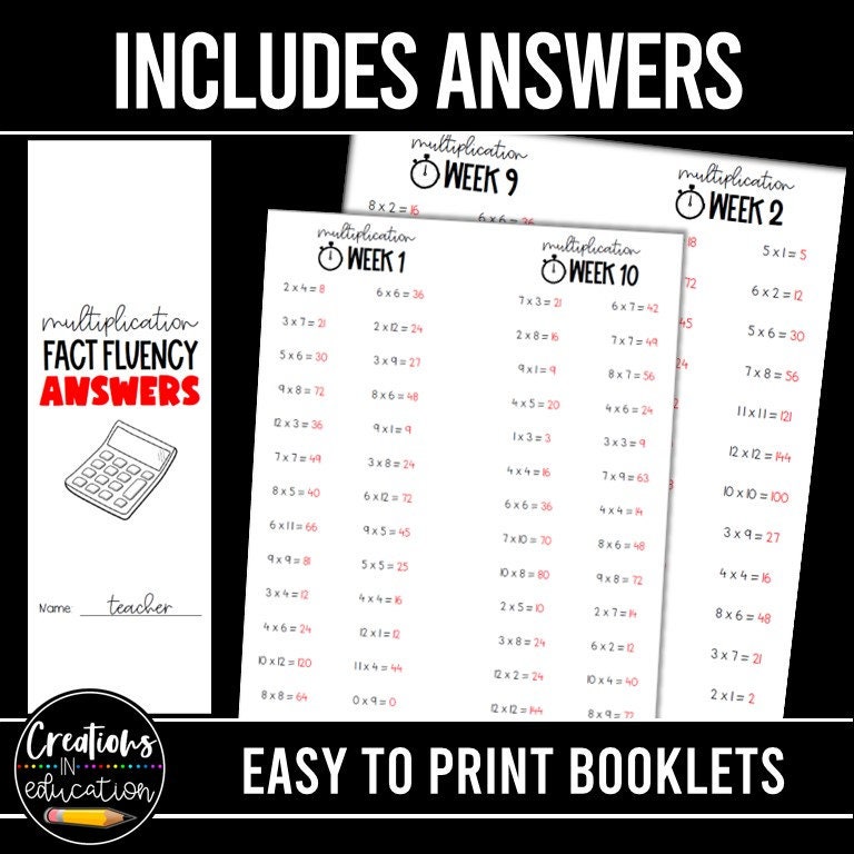 Multiplication Facts Fluency Booklets - Etsy