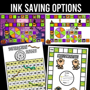 Printable Math Subtraction Games - Etsy