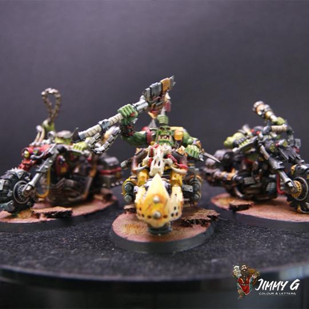 Well Painted Warhammer 40k Ork Warbikers With Magnetized Weapons on Ork ...