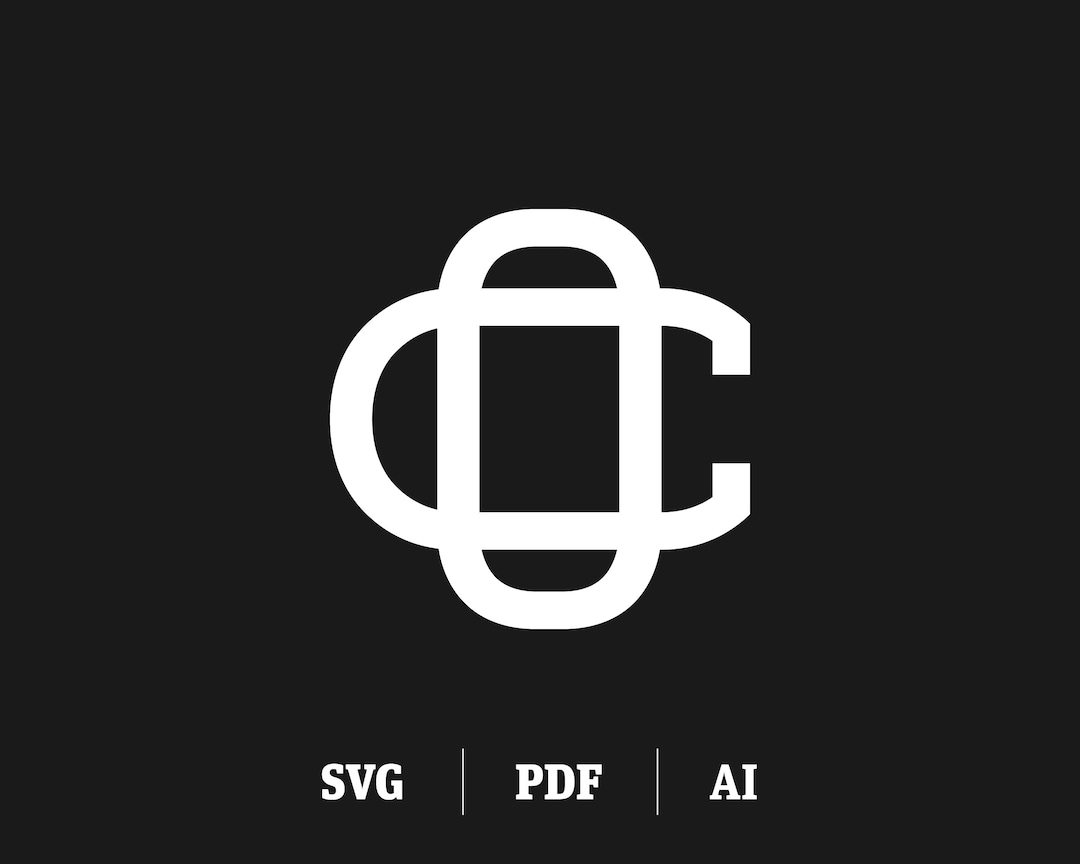 Interlocking CO / OC Monogram Initial C & Initial O Slab Serif Digital ...