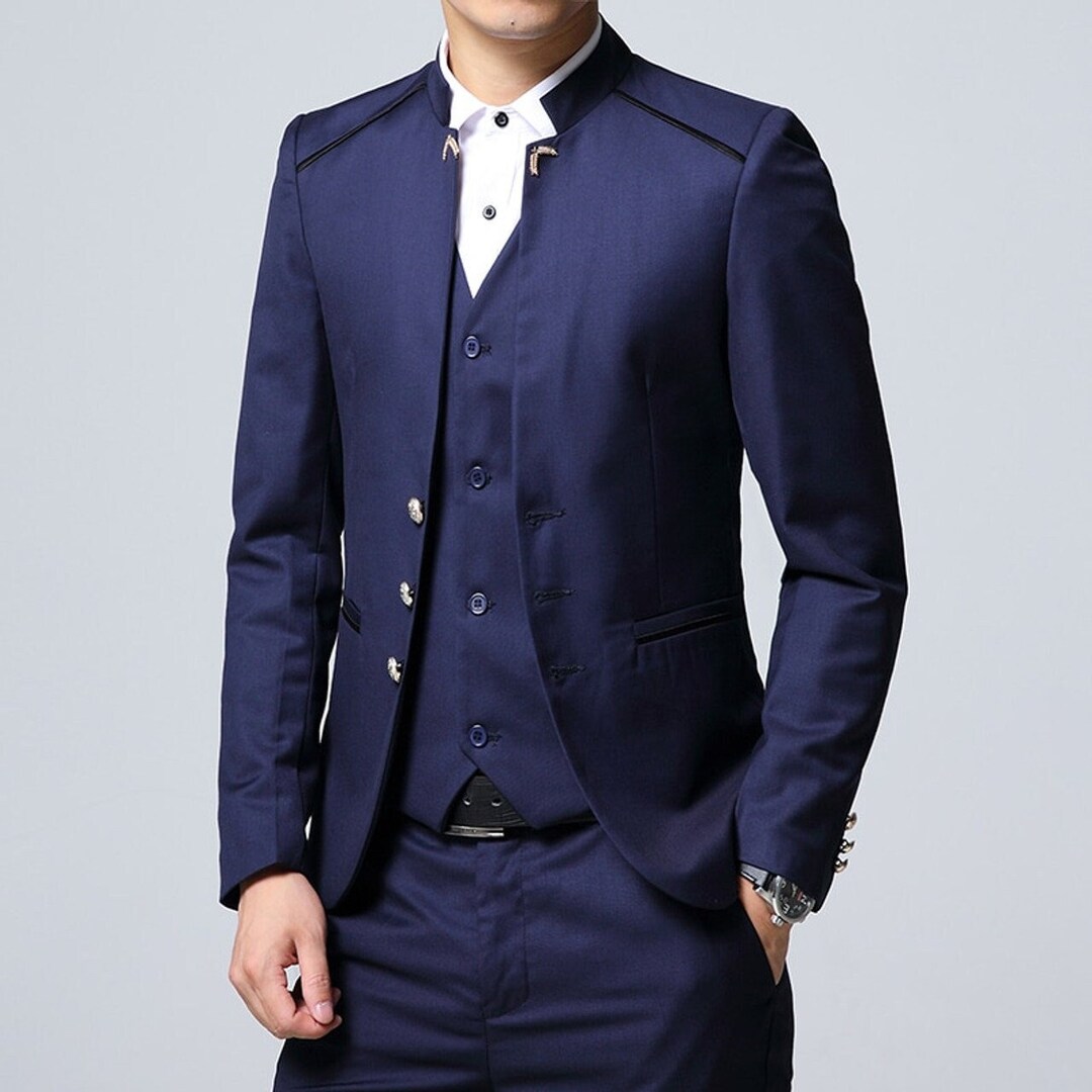 Men's Blue Color 3 Piece Suits Elegant Party Wear Comfortable Wedding ...