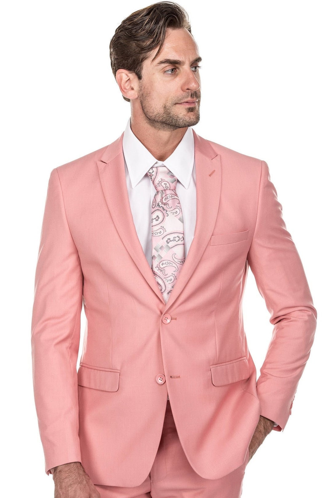 Men's 2 Piece Pink Suits Wedding Suits Men Slim Fit Suits Party Wear ...
