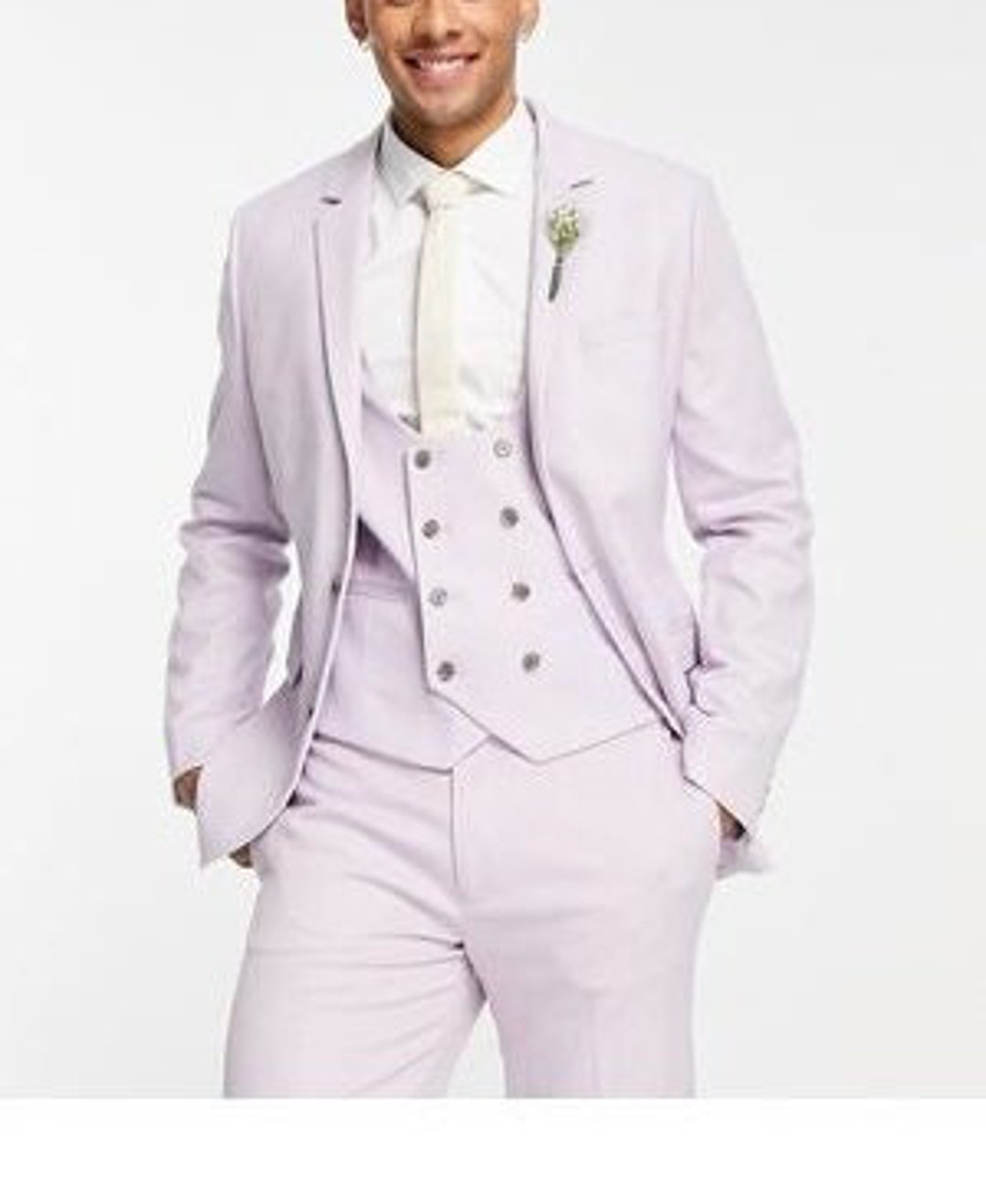 Men's Lavender Color Suit 3 Piece Suits Christmas Party Wear Dinner ...