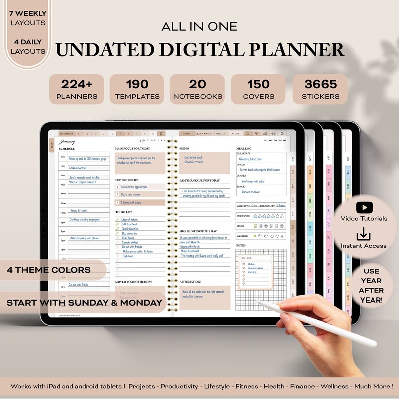 Undated Digital Planner Neutral iPad Planner Goodnotes - Etsy UK