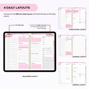 Undated Digital Planner, Pink Digital Journal, Goodnotes Planner, iPad ...