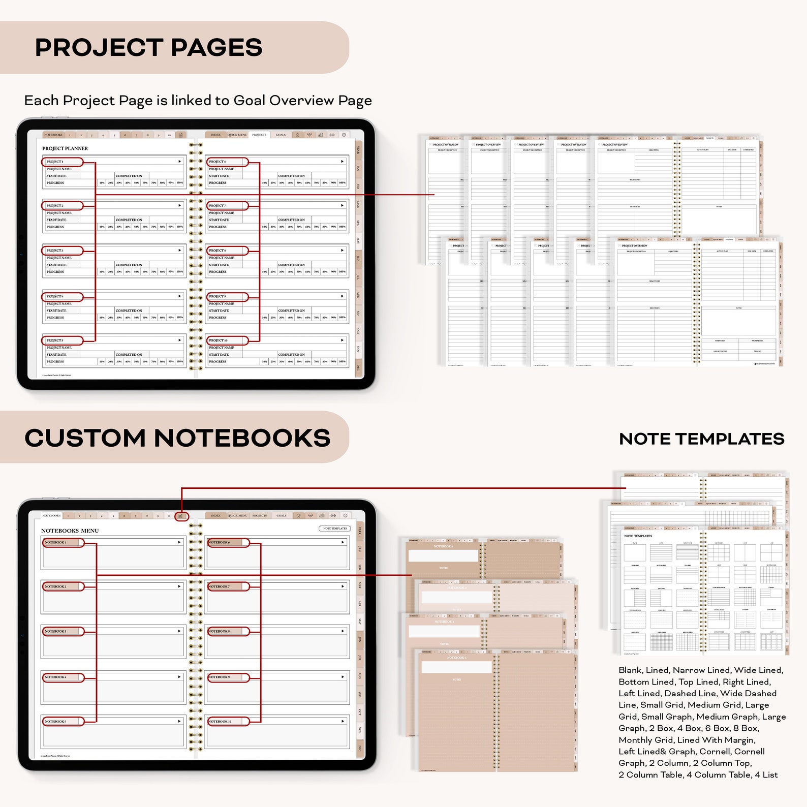 Undated Digital Planner, Neutral iPad Planner, Goodnotes Planner, Boho ...