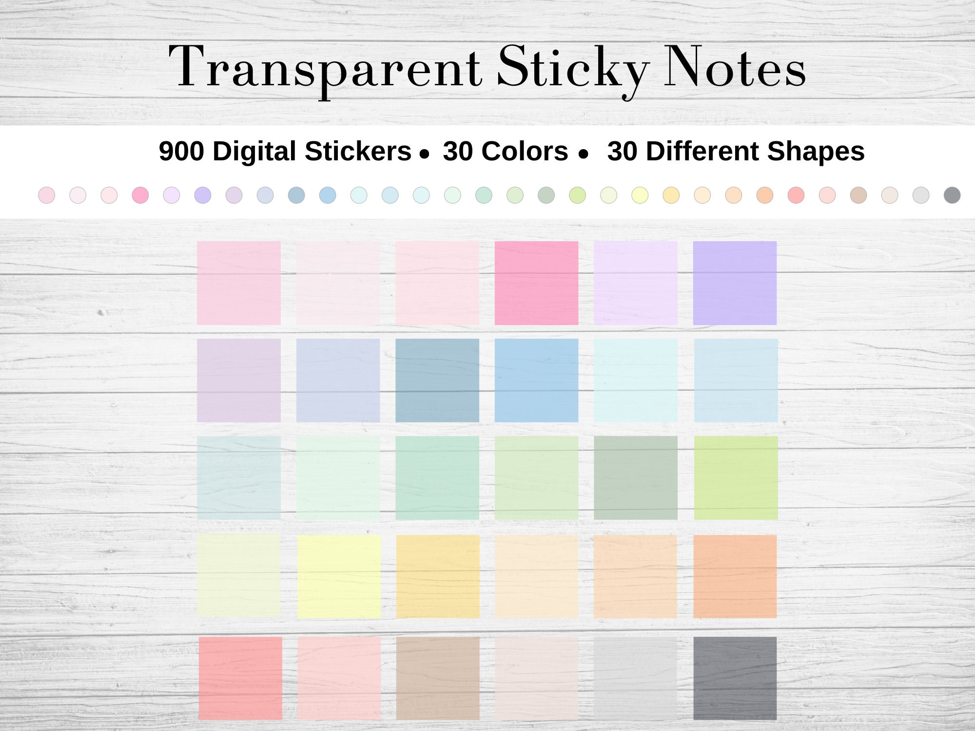 Transparent Digital Stickers, Digital Sticky Notes, Digital Planner ...