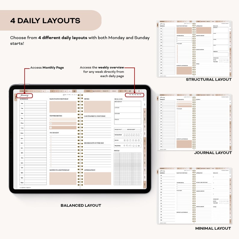 Undated Digital Planner Neutral iPad Planner Goodnotes - Etsy UK