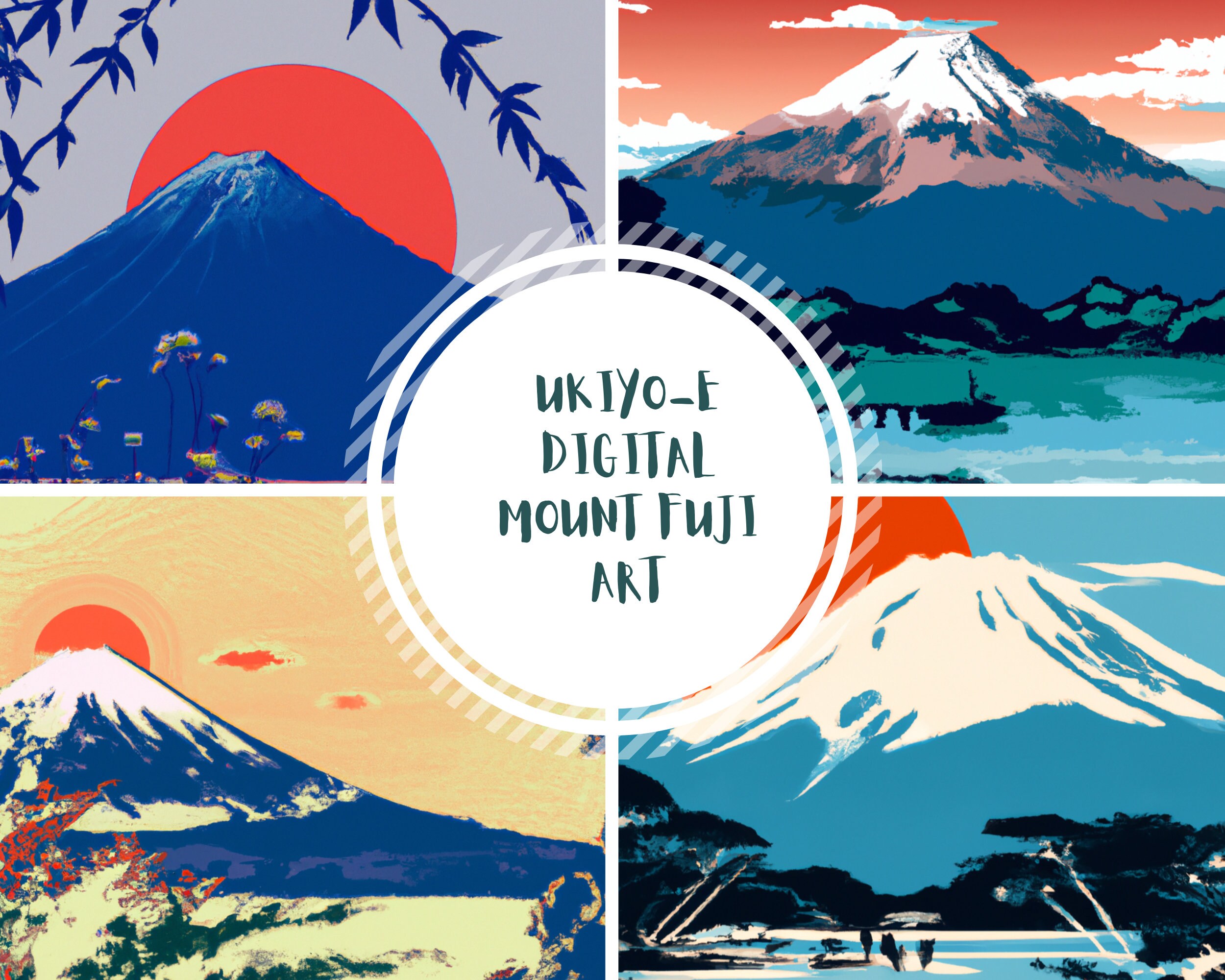 Four Ukiyo-e Style Mount Fuji Printable Art Prints L Japanese Art Print ...