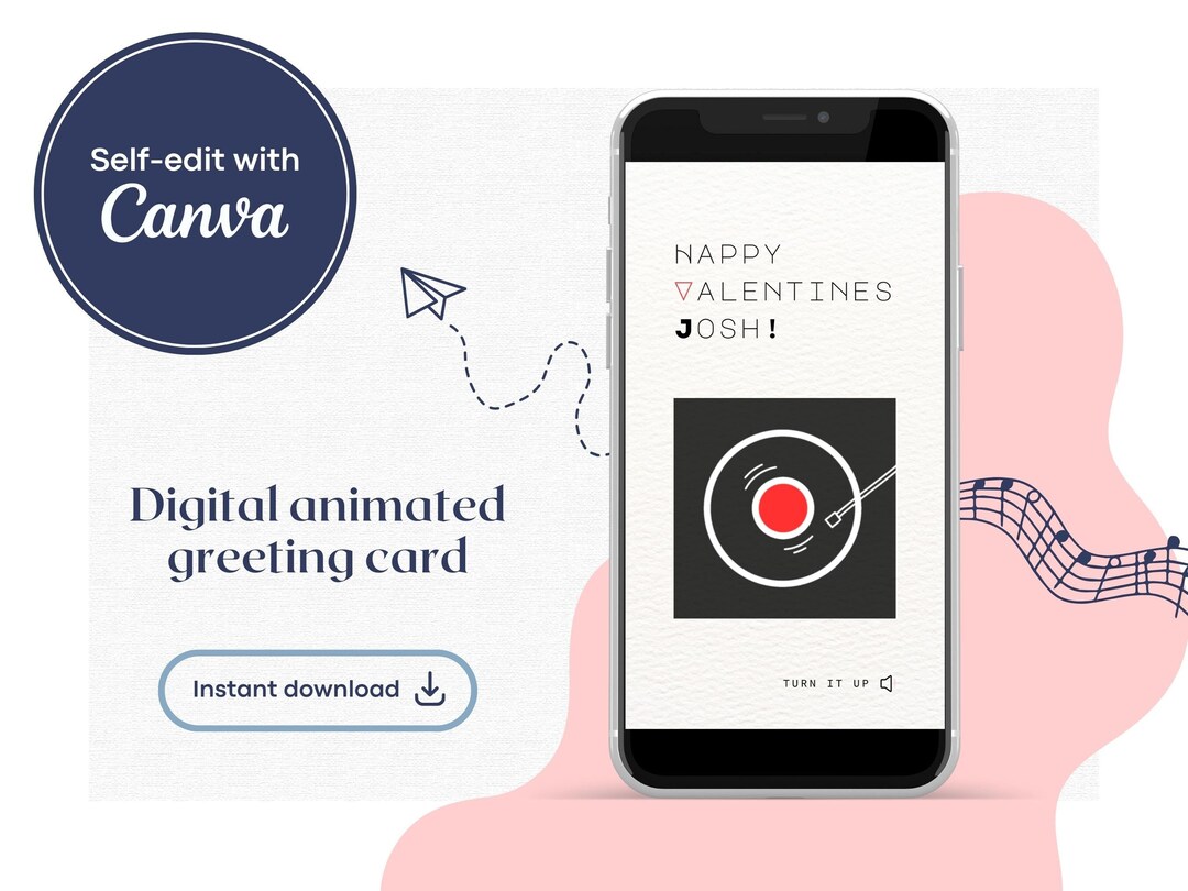 Valentines Record Player Ecard | Musical Greeting | Upload Song - Etsy