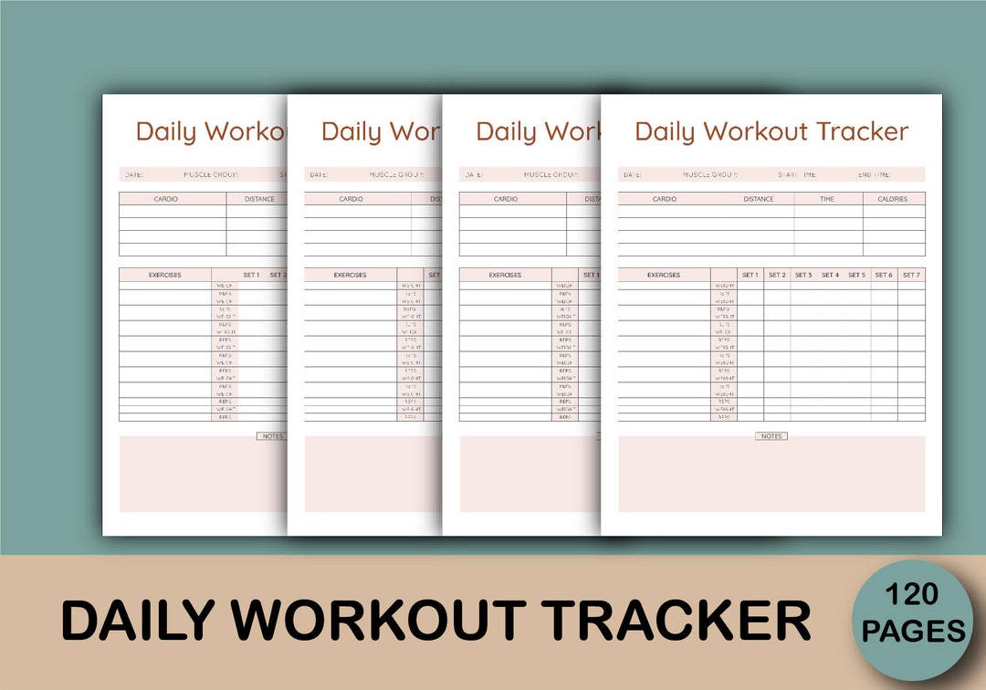 Daily Workout Tracker Printable Daily Exercise Planner Fitness Planner ...