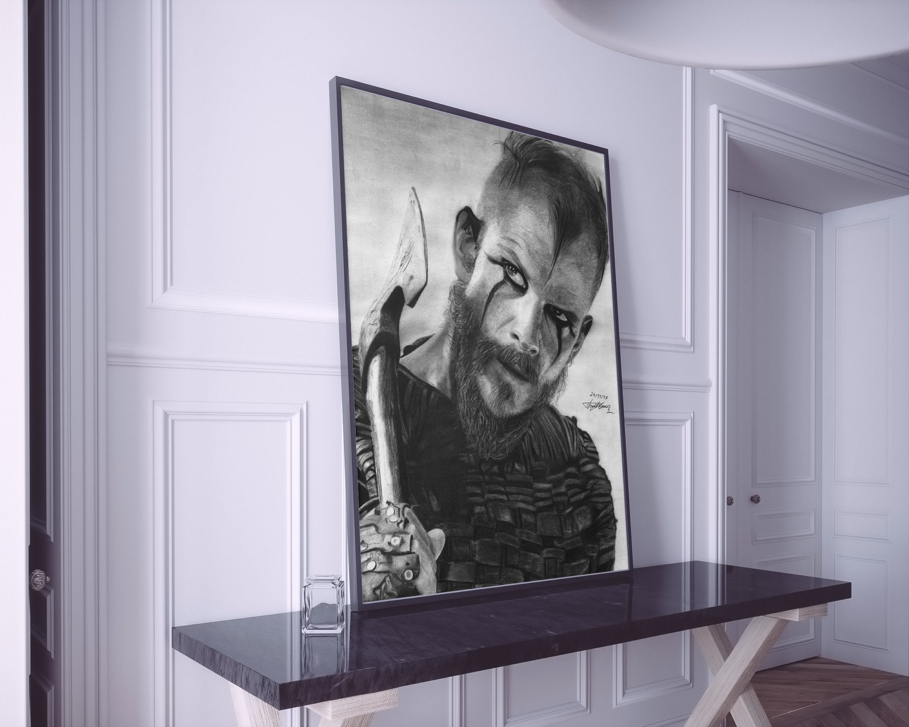 Portrait of Floki, Featuring a Hyper-realistic Charcoal Drawing of ...