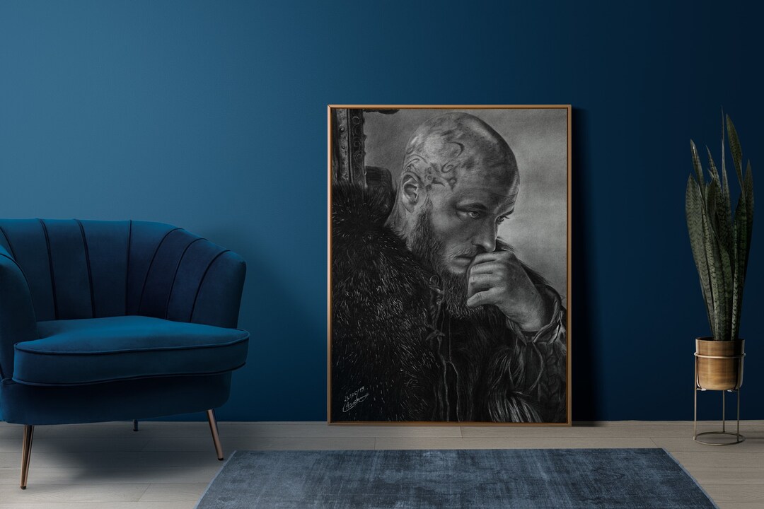 Portrait of Ragnar Lothbrok, Featuring a Hyper-realistic Charcoal ...