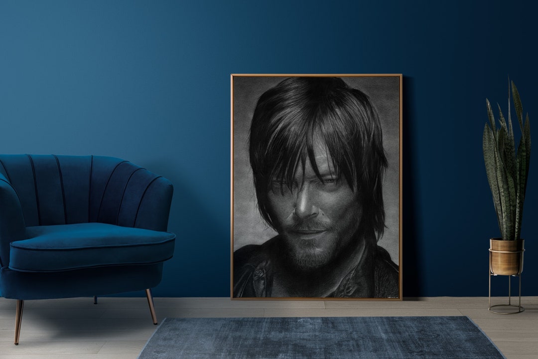 Daryl Dixon Charcoal Drawing Print, Norman Reedus Portrait - Etsy