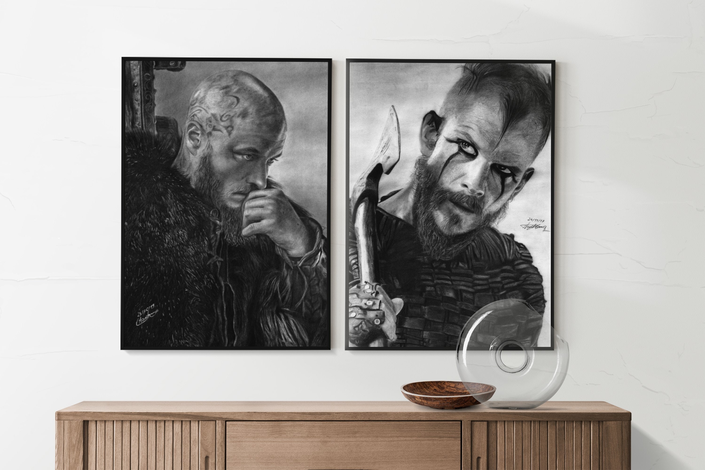 Portrait of Floki, Featuring a Hyper-realistic Charcoal Drawing of ...