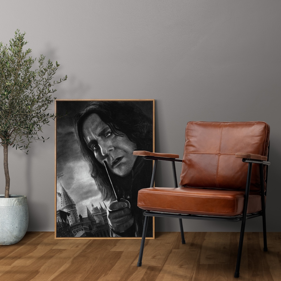 Portrait of Alan Rickman, Featuring a Hyper-realistic Charcoal Drawing ...