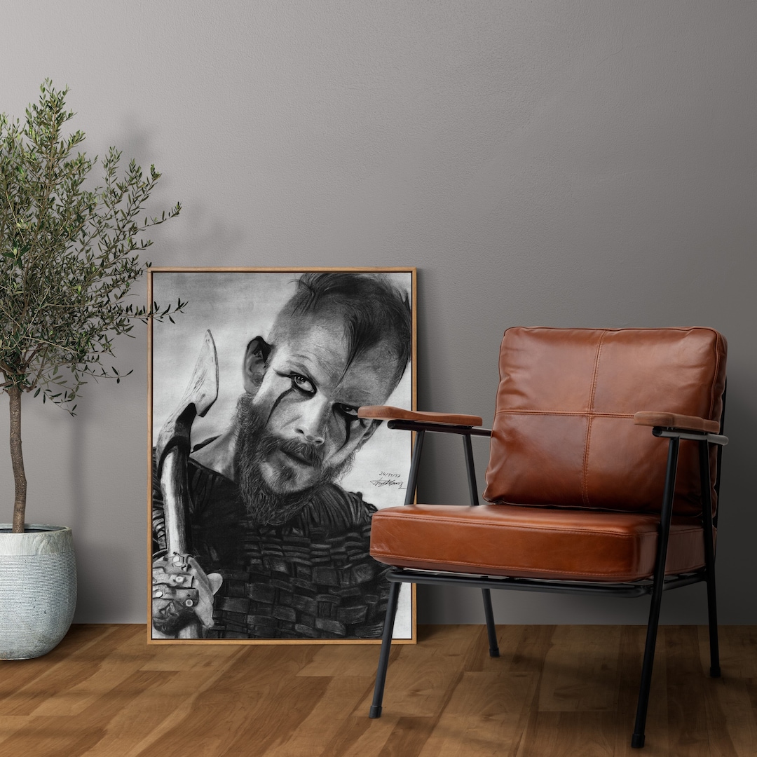 Portrait of Floki, Featuring a Hyper-realistic Charcoal Drawing of ...