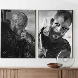 Portrait of Ragnar Lothbrok, Featuring a Hyper-realistic Charcoal ...