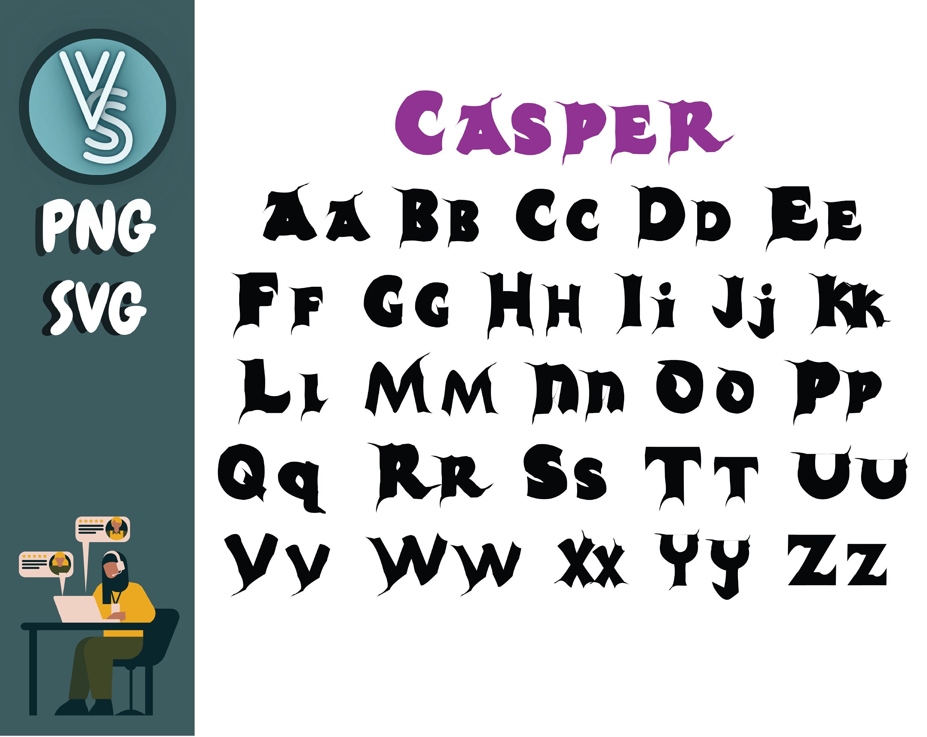 Casper Font, Casper Font Svg, Casper Font TTF, Font Svg Png Alphabet ...