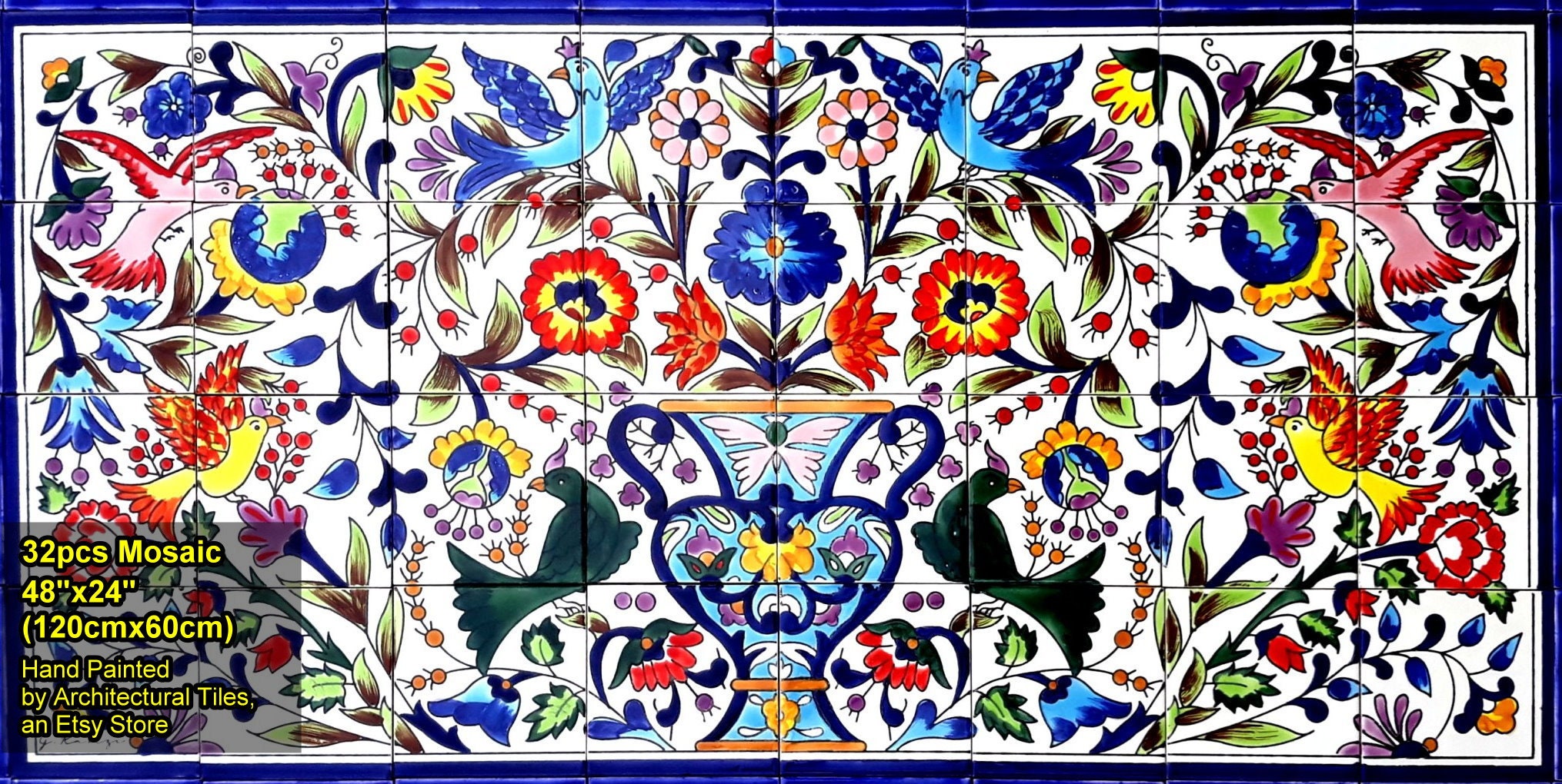 Architectural Tiles Hand Painted Floral Garden Decorative - Etsy