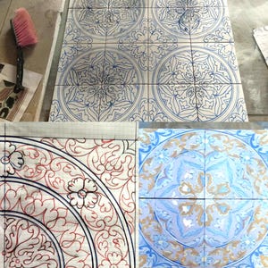 Hand-painted Ceramic Tile Mural: Antique Floral Mosaic Backsplash - Etsy