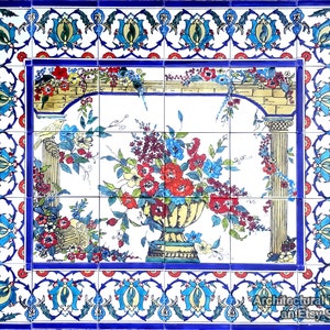 Architectural Tiles, Hand Painted Turkish Decorative Mosaic Wall ...