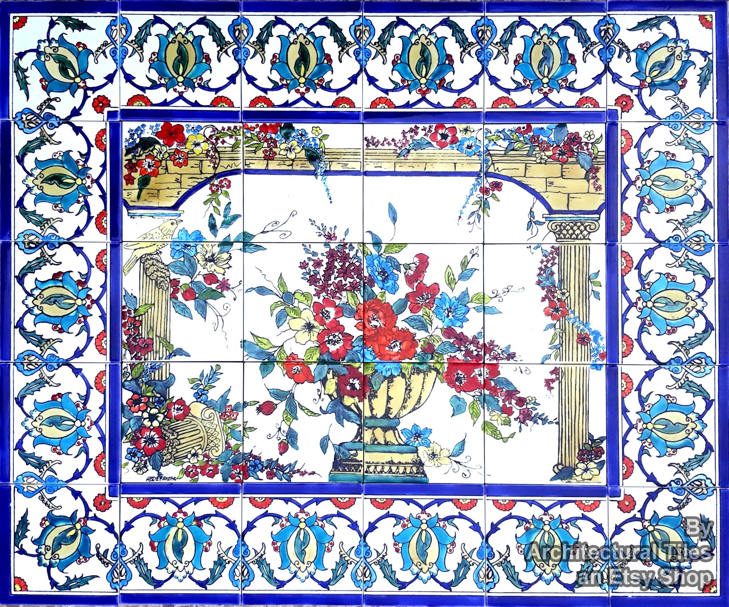 Architectural Tiles Hand Painted Turkish Decorative Mosaic - Etsy