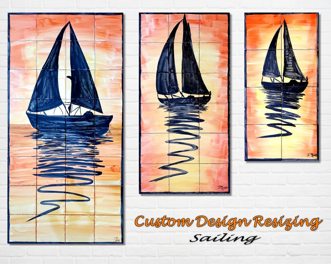Architectural Tiles, Hand Painted Mosaic Murals, Sailing Ship ...