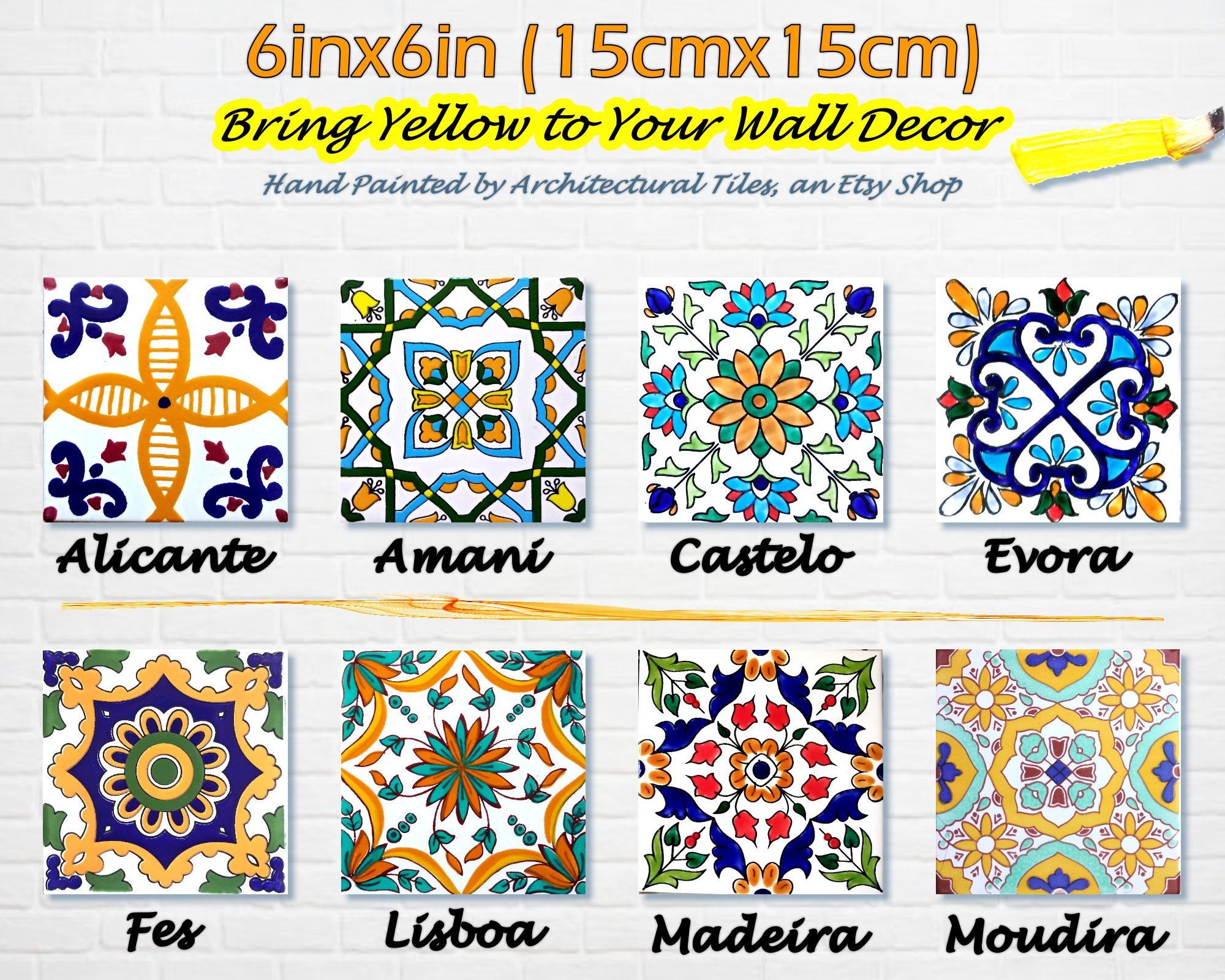 6inx6in Architectural Tiles, Decorative Wall Mosaic Ceramic Tiles ...