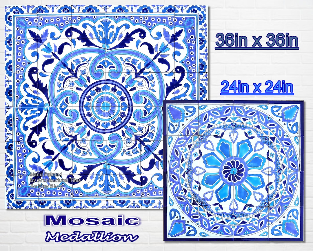Accent Mosaic Medallions Hand Painted Ceramic Tiles Wall Murals ...