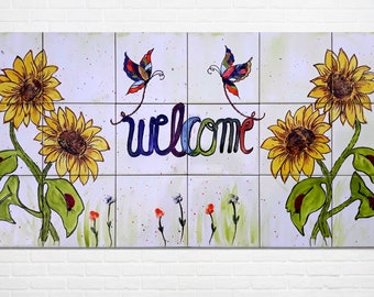 Architectural Tiles, Hand Painted Mosaic Murals, Welcome House Address ...