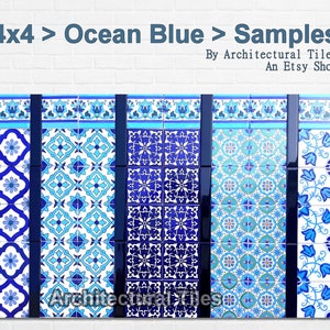 4inx4in Architectural Tiles, Decorative Mosaics, Ocean Blue - Etsy