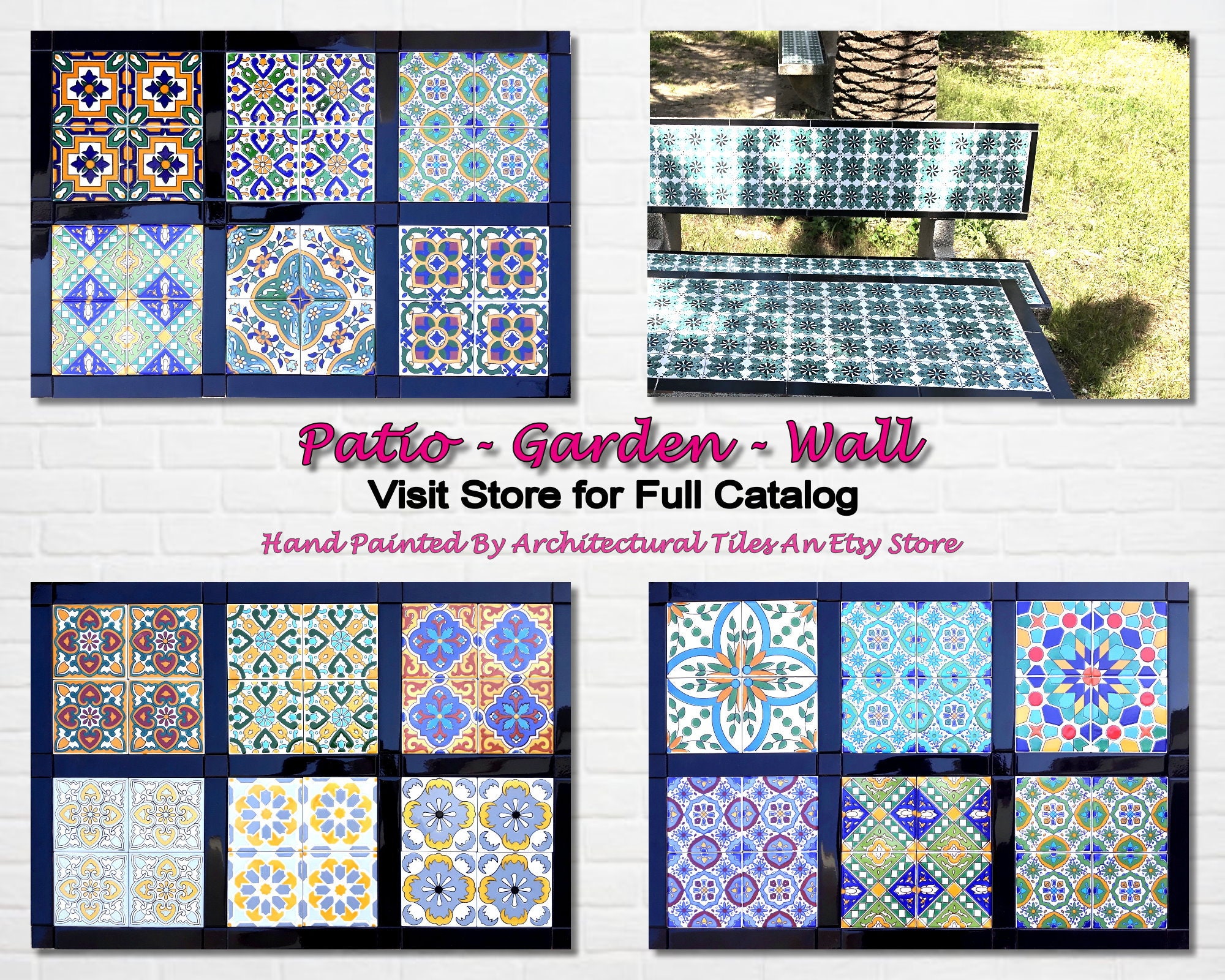 Architectural Tiles, Spanish Accent Grenada Design Artful Garden Wall ...