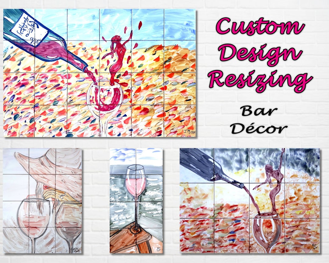 Hand-painted Ceramic Tile Mural: Wine Theme, Custom Backsplash Art - Etsy