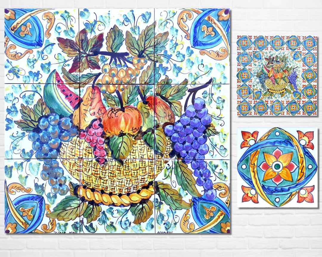 Architectural Tiles, Fruit Basket Italian Design Hand Painted ...