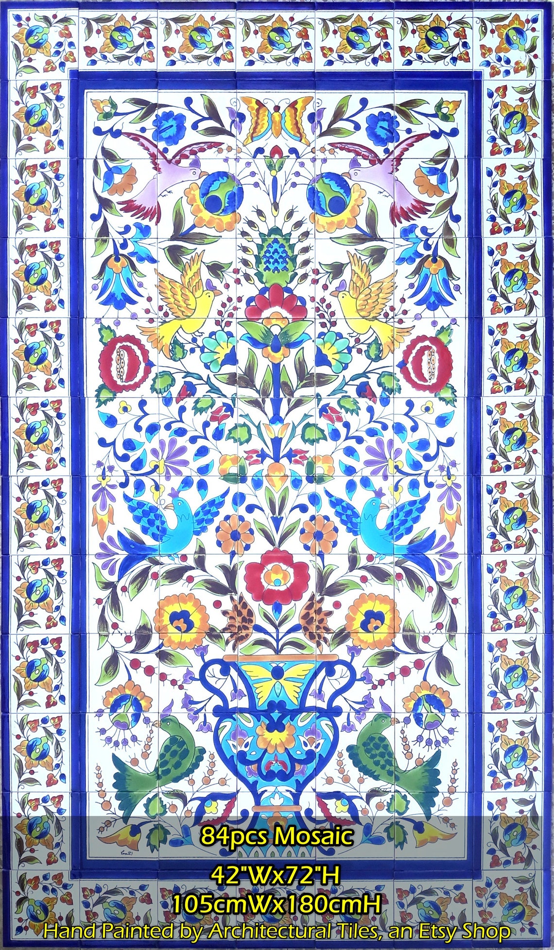 Architectural Tiles Hand Painted Floral Garden Decorative - Etsy