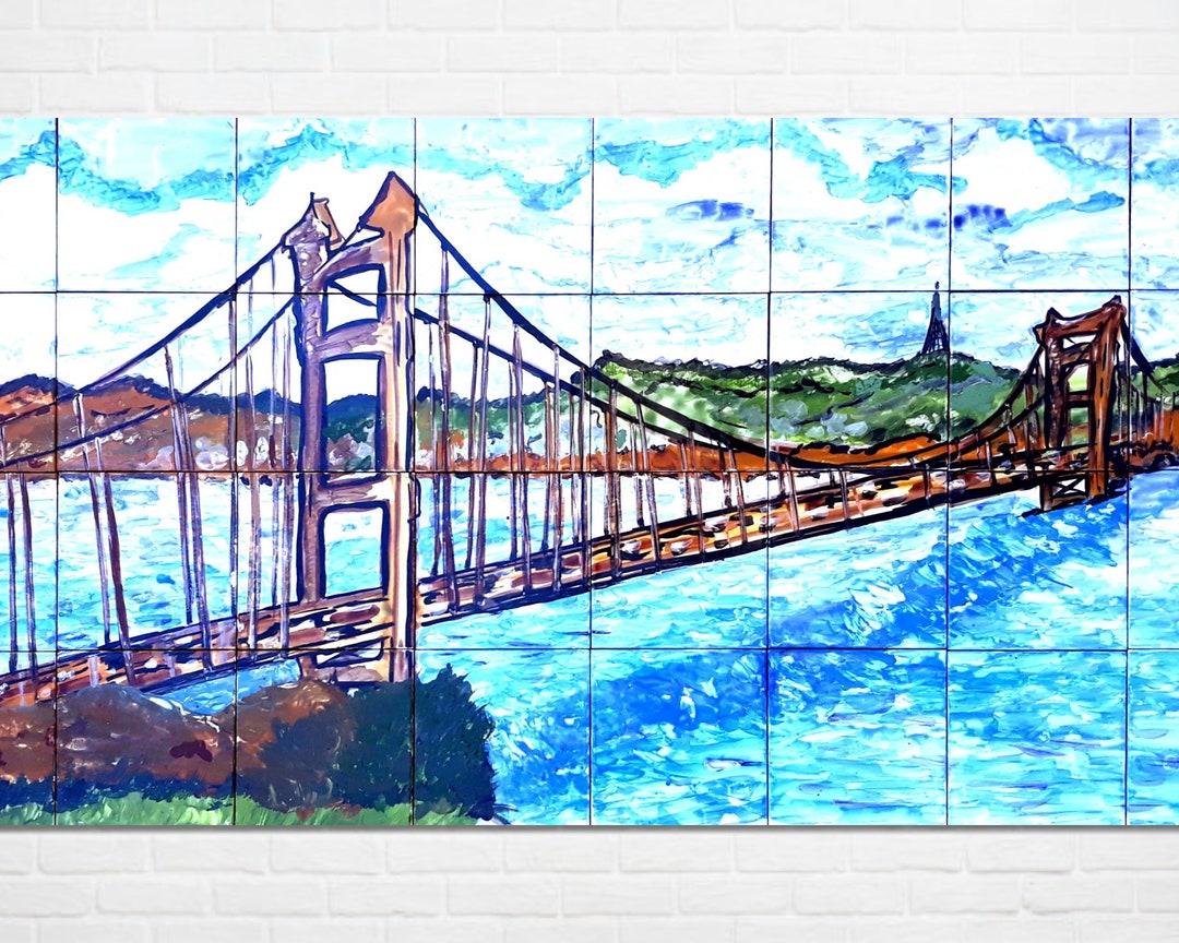 Architectural Tiles, Golden Gate Bridge 60inx24in Decorative Mosaic ...