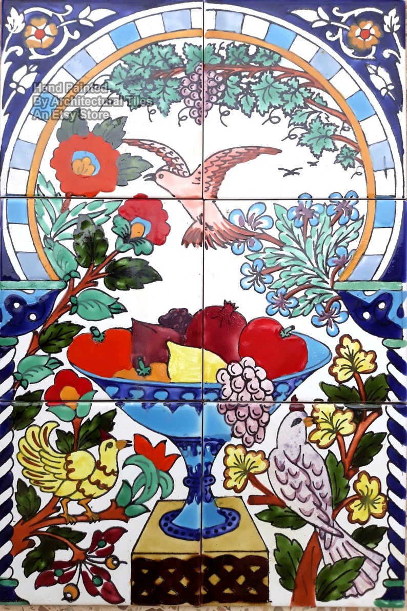 Architectural Tiles, Hand Painted Decorative Mosaic Wall Backsplash ...