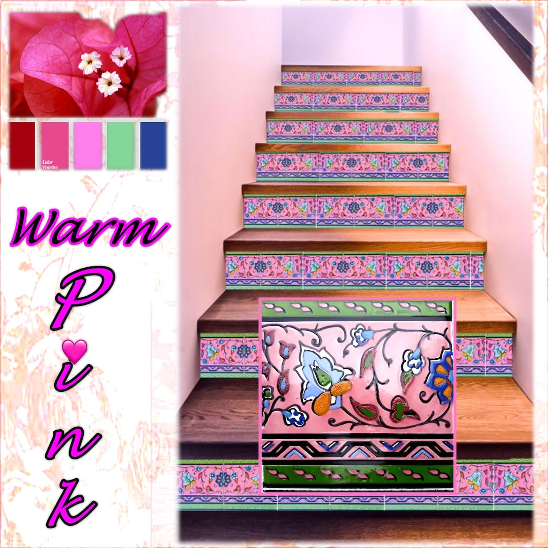 6inx6in Architectural Tiles, Decorative Wall Mosaic Ceramic Tiles, Pink ...