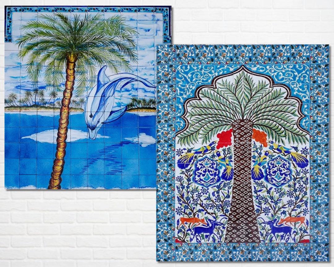 Tropical Palm Tree, Made to Order Large Wall Murals Mosaic Ceramic ...