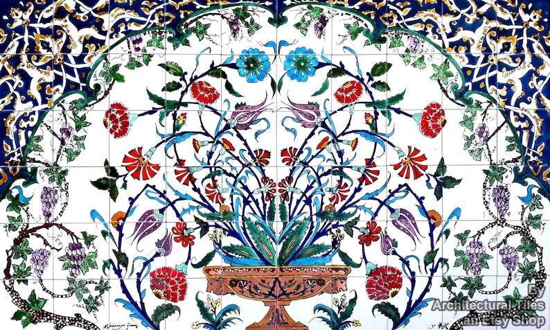 Architectural Tiles, Hand Painted Turkish Decorative Mosaic Wall ...