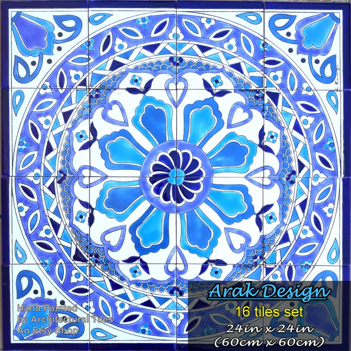 Accent Mosaic Medallions Hand Painted Ceramic Tiles Wall Murals Indoor ...