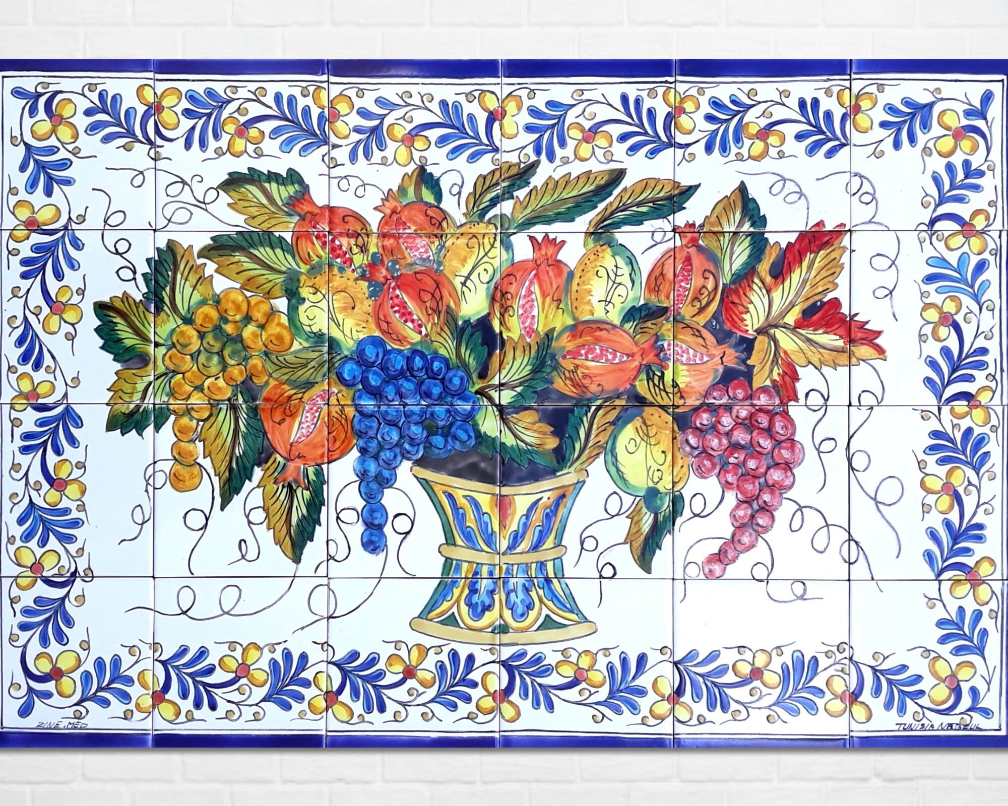 36inx24in Architectural Tiles, Hand Painted Mosaic Murals, Kitchen ...
