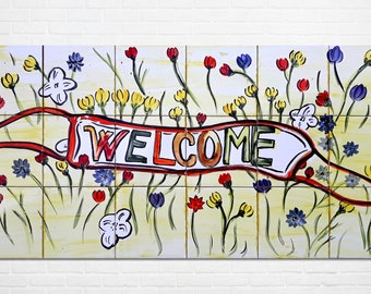 Architectural Tiles, Hand Painted Mosaic Murals, Welcome House Address ...
