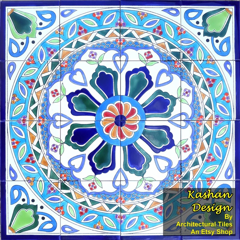 Architectural Tiles, Hand Painted Persian Style Mosaic Medallion - Etsy