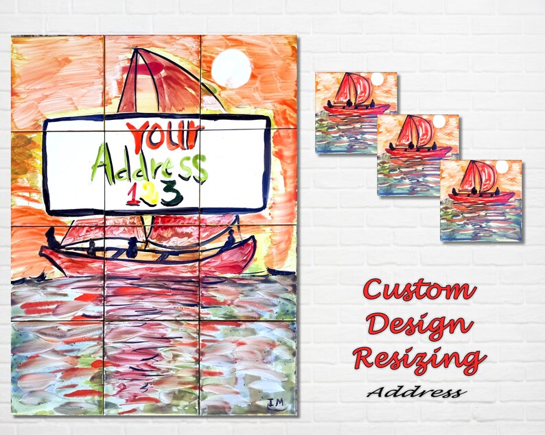 Architectural Tiles Address Sign Hand Painted Mosaic Murals - Etsy